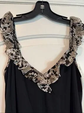 Profile | Dresses | Nwt Profile Black Slip Dress With Snakeskin Trim ...